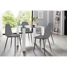 OTTO home Essgruppe Set, 5 Stk. tlg. mit Glastisch, Breite 80 cm grau B/H/T: 80cm