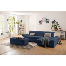 Home Affaire Ecksofa &raquo;Avesa L-Form&laquo; Wahlweise mit Armteilvertsellung und Bettfunktion, B/T/H: 300/172/80cm blau 100% Polyester B/H/T: 300cm x 80cm x 
