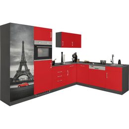 KOCHSTATION K&uuml;chenzeile &raquo;KS-Paris &ndash; K&uuml;chen mit einzigartigen Fotomotiven auf den Fronten&laquo; Stellbreite 290/220 cm, wahlweise mit E-Ger&auml;ten und 