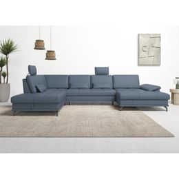 OTTO home Wohnlandschaft &raquo;Costello U-Form, B: 363 cm mit Sitztiefen-, Armteilverstellung &&laquo; 3 Nierenkissen, optional Schlaffunktion & Bettkasten blau 