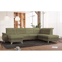 Sit & More sit&more Wohnlandschaft &raquo;Astoria U-Form&laquo; wahlweise mit motorischer Relaxfunktion gr&uuml;n 100% Polyester B/H/T: 327cm x 91cm x 225cm, Flachgewebe, 