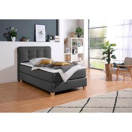 Home Affaire Boxspringbett inklusive Komfortschaum-Topper grau Liegefl&auml;che B/L: 120cm x 200cm, H2 + H2, 7-Zonen-Kaltschaummatratze