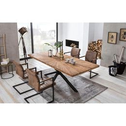 Sit Esstisch &raquo;Visby Teakholz Massivholztisch mit Sonnen-Design & Stern-Gestell&laquo; 50 mm starke Teakholzplatte mit markantem Stern-Gestell schwarz B/H/T: