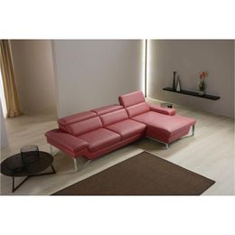 Egoitaliano Ecksofa &raquo;Princess, elegantes Designsofa mit erstklassigem Sitzkomfort, L-Form&laquo; mit Recamiere, inkl. Kopfteilverstellung, edle Designmetallf&uuml;&szlig;e rot 