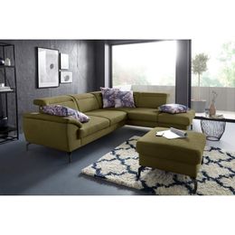 Sit & More sit&more Ecksofa &raquo;Percy L-Form&laquo; 15 cm Fu&szlig;h&ouml;he, Sitztiefenverstellung, wahlweise in 2 Fu&szlig;farben gr&uuml;n B/H/T: 270cm x 80cm x 235cm, Luxus-Microfaser 
