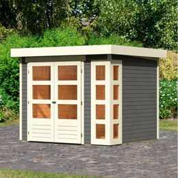 Karibu Gartenhaus &raquo;Nordsee 3&laquo; grau Holzwerkstoff ohne Fu&szlig;boden, ohne Dacheindeckung