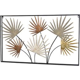 HOFMANN LIVING AND MORE Wanddekoobjekt &raquo;Wanddekoration&laquo; farbige Bl&auml;tte mit Metallrahmen rosa Metall B/H/T: 100cm x 60cm x 5cm