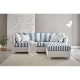 Home Affaire Polsterecke &raquo;CALIFORNIA&laquo; maritimer Landhausstil, Ecksofa, Hocker links / rechts montierbar beige 100% PES B/H/T: 240cm x 88cm x 176cm, 