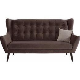 Home Affaire 3-Sitzer &raquo;Hemmink&laquo; mit Knopfheftung braun Samtvelours (100% Polyester);Luxus-Microfaser (100% Polyester);Struktur (94% Polyester, 6% 