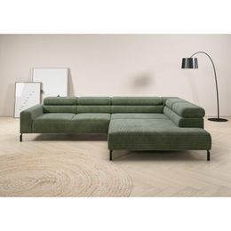 Home Affaire Ecksofa &raquo;Antonelli, L-Form, incl. Kopfteilverstellung, Breite 312 cm&laquo; mit elektrischer Sitztiefenverstellung, in Cord, oliv gr&uuml;n 95% 