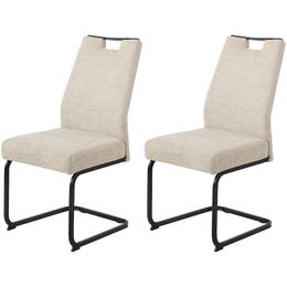 Hela Freischwinger &raquo;KERTIN&laquo; (Set) 2 Stk.XL Sitzbreite, Griff, Federkorb, 140kg belastbar beige Metall, Polyester, Stoff B/H/T: 48cm x 100cm x 64cm, 2 