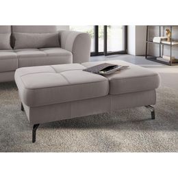 Sit & More sit&more Hocker &raquo;Bendigo&laquo; mit Klappfunktion, Bodenfreiheit 12 cm, wahlweise in 2 Fu&szlig;farben beige B/H/T: 114cm x 42cm x 71cm, Samtoptik,mit schwarzem 