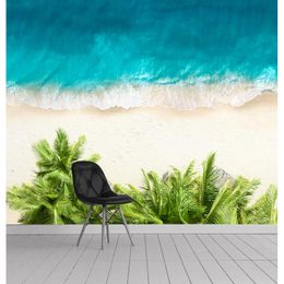 queence Fototapete &raquo;Meer&laquo; Meer Motiv Strand bedruckt realistisch glatt Wandpaneele, selbstklebend, Tapete, Sticker, Wanddeko, XXL-Fotomotiv blau Vinyl