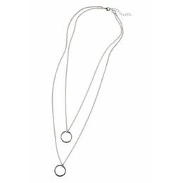 Firetti Damen Lange Kette &raquo;doppelreihige Kette mit 2 Ringanh&auml;ngern&laquo; grau Metall, L: 57