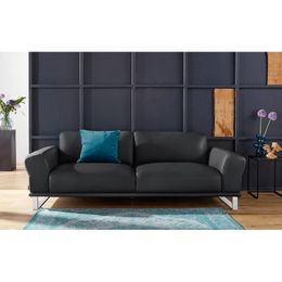 W.Schillig 2,5-Sitzer &raquo;montanaa&laquo; mit Metallkufen in Chrom gl&auml;nzend, Breite 232 cm schwarz B/H/T: 232cm x 78cm x 94cm, Longlife Xtra-Leder Z59