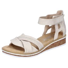 Rieker Damen Sandalette , Sandale, Sommerschuh, Klettschuh, Keilabsatz, geschlossene Ferse beige 36