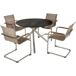Garden Pleasure Garten-Essgruppe &raquo;SOPHIA 09&laquo; 5 Stk. tlg. silber Obermaterial: 70% PVC, 30% Polyester Einheitsgr&ouml;&szlig;e