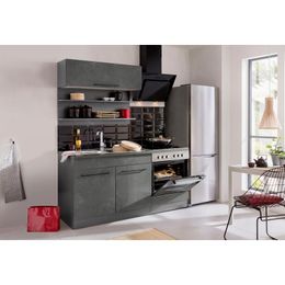KOCHSTATION Pantryk&uuml;che &raquo;KS-Tulsa&laquo; Breite 160 cm, schwarze Metallgriffe, hochwertige MDF Fronten bunt B/H/T: 160cm x 60cm