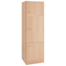 KOCHSTATION K&uuml;hlumbauschrank &raquo;KS-Elster&laquo; Breite 60 cm braun Holzwerkstoff buchefarben, B/H/T: 60cm x 200cm x 60cm, T&uuml;ren: 3 Stk.