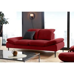 W.Schillig 2-Sitzer &raquo;enjoy&MORE&laquo; Sitztiefenverstellung, F&uuml;&szlig;e schwarz pulverbeschichtet, Breite 202 cm rot Chenille-Flachgewebe R66 (85% Polyester, 15%