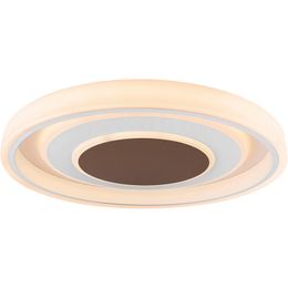 Globo LIGHTING Deckenleuchte &raquo;GOFFI&laquo; LED-Modul 1 Stk. Deckenleuchte Wei&szlig;/Braun, Acryl/Opal, dimmbar, LED 72W wei&szlig; 1, &Oslash; 69cm H: 10cm, 1 Stk.