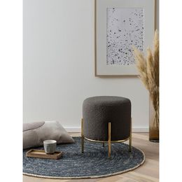 Salesfever Polsterhocker &raquo;Komfortabler Polsterhocker&laquo; mit Design-Gestell aus goldfarbenem Metall schwarz Boucl&eacute; Stoff (100% Polyester), Metall B/H/T: 