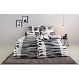 Bruno Banani Bettw&auml;sche &raquo;Cameo in Gr. 135x200 oder 155x220 cm&laquo; 2 Bettw&auml;sche aus Baumwolle, Bettw&auml;sche im Streifen-Design schwarz Renforc&eacute;, Obermaterial: 100% 