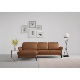 Sit & More sit&more Ecksofa &raquo;Fashion L-Form&laquo; wahlweise mit Kopfteilverstellung und Vorziehsitz, motorisch braun B/H/T: 253cm x 84cm x 165cm, Luxus-Microfasermit 