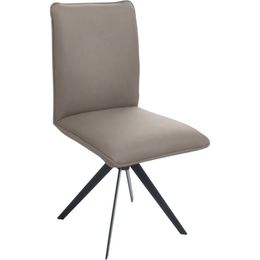 K+w Komfort & Wohnen K+W Komfort & Wohnen Esszimmerstuhl &raquo;Drehstuhl, Lederstuhl&laquo; () Blitzdrehkreuz und R&uuml;ckholfunktion, dekorativer 12mm Biese grau B/H/T: 49cm x 94cm x 
