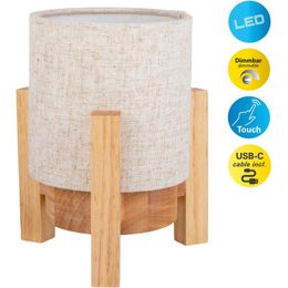 N&auml;ve n&auml;ve LED Tischleuchte &raquo;Madita&laquo; LED-Modul 1 Stk. Warmwei&szlig; Akkubetrieb, inkl. USB-C-Kabel, Holzgestell, Textilschirm, dimmbar beige 1, &Oslash; 12cm H: 19cm, 1