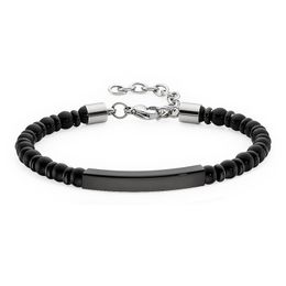 Firetti Edelstahlarmband &raquo;Schmuck Geschenk Armkette mit schwarzen Achatkugeln&laquo; mit Achat 27cm, Edelstahl