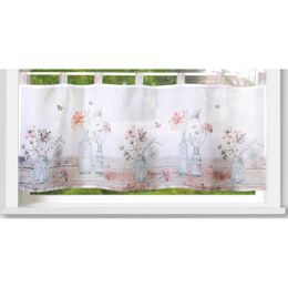 Weckbrodt-Gardinen Scheibengardine &raquo;Alva&laquo; Schlaufen 1 Stk. tlg. Bistro, Voile, bedruckt, floral, HxB 45x120cm, Gardine, Store bunt Voile, Polyester 45cm, Schlaufen, 