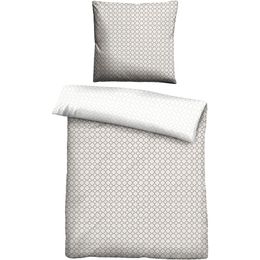 Biberna Wendebettw&auml;sche &raquo;Combinate in Gr. 135x200, 155x220 oder 200x200 cm&laquo; 2 Stk. Bettw&auml;sche aus Baumwolle, zeitlose Bettw&auml;sche mit Wendeoptik grau Mako-