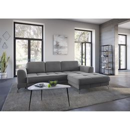 Sit & More sit&more Ecksofa &raquo;Bendigo L-Form&laquo; inklusive Sitztiefenverstellung, Bodenfreiheit 12 cm, in 2 Fu&szlig;farben grau B/H/T: 284cm x 84cm x 175cm, Samtoptik,