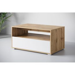 Home Affaire Couchtisch &raquo;Kenia&laquo; 1 Stk. tlg. Rechteckiger Kaffeetisch, 90x55 cm, mit offenem und geschlossenem Fach wei&szlig; B/H/T: 90cm x 45cm x 55cm