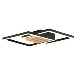 Brilliant LED Deckenleuchte &raquo;Kaleo&laquo; LED-Modul 1 Stk. Warmwei&szlig; 37,5 x 37,5 cm, 3400 lm, 3000K, schwarz, Holzdekor schwarz 1, H: 5cm, 1 Stk.