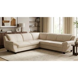 OTTO home Ecksofa &raquo;Silkeborg 251 x 251 cm, formsch&ouml;nes Sofa mit dunklen F&uuml;&szlig;en&laquo; aus haustierfreundlichem Pet Friendly Bezug beige 100% Polyester B/H/T: