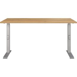 Germania Schreibtisch &raquo;Downey&laquo; h&ouml;henverstellbar von 68-91 cm, verf&uuml;gbar in verschiedenen Breiten silber B/H/T: 140cm x 91cm x 80cm, Gestellfarbe 