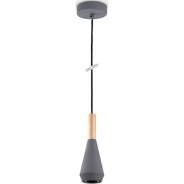 Paco Home Pendelleuchte &raquo;MORA&laquo; GU10 Wohnzimmer Esszimmer Klein Modern Holz Metall GU10 Trichterform grau &Oslash; 10cm H: 178,5cm