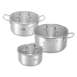 RESTO Kitchenware Topf-Set &raquo;GINAN im Geschenkkarton, sp&uuml;lmaschinengeeignet&laquo; Set, 1x So&szlig;entopf &Oslash; 16 cm mit Deckel, je 2x Kochtopf &Oslash; 20/24 cm mit Deckel