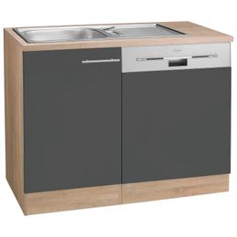 Optifit Sp&uuml;lenschrank &raquo;Kalmar&laquo;, mit T&uuml;r/Sockel f&uuml;r Geschirrsp&uuml;ler grau Eiche-hell s&auml;gerau, B/H/T: 110cm x 85cm x 60cm, T&uuml;ren: 1 Stk.