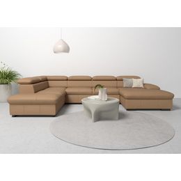 OTTO home Wohnlandschaft &raquo;Alberto U-Form&laquo; mit Kopfteilverstellung, wahlweise mit Schlaffunktion braun Luxus-Microfaser in Lederoptik (100% Polyester);