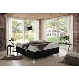 Westfalia Schlafkomfort Boxspringbett &raquo;London in den Breiten 160x200, 180x200cm & 200x200cm&laquo; wahlweise mit Topper, ideal f&uuml;r Dachschr&auml;gen in diversen H&auml;rtegraden schwarz 