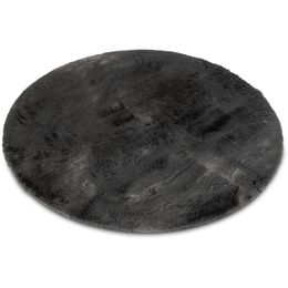 Gino Falcone Fellteppich &raquo;Kuschelteppich Chiara&laquo; rund 30 mm H&ouml;he Kunstfell, Kaninchenfell-Haptik, besonders weicher Langflor grau Polyester &Oslash; 90cm 1 Stk., 30mm, &Oslash; 
