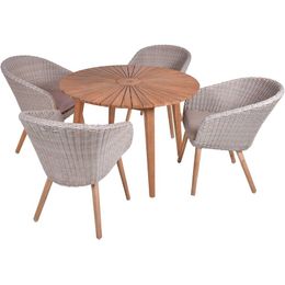 Garden Pleasure Garten-Essgruppe &raquo;FREMONT/VISALIA Set 01&laquo; 5 Stk. tlg. braun Obermaterial: 100% Polyester Einheitsgr&ouml;&szlig;e