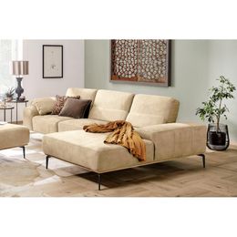 W.Schillig Ecksofa &raquo;run, Designsofa mit tollem Sitzkomfort, bequem, L-Form&laquo; mit Holzsockel, F&uuml;&szlig;e in Schwarz pulverbeschichtet, Breite 319 cm beige 