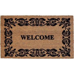 Astra Fu&szlig;matte &raquo;Coco Welcome&laquo; rechteckig 14 mm H&ouml;he Schmutzfangmatte, T&uuml;rmatte, Kokosmatte mit Spruch braun Kokos B : 45cm 1 Stk., 14mm, L: 75cm