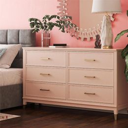 Kommode &raquo;Westerleigh&laquo; mit 6 Schubladen, MDF, Beine aus Massivholz, H&ouml;he 85 cm, Breite 145 cm rosa MDF, Massivholz B/H/T: 145cm x 85cm x 41cm, 6 Stk., 