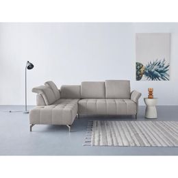 OTTO home Ecksofa &raquo;Fresh L-Form&laquo; Federkern, wahlweise Kopfteilverstellung und motorischer Vorziehsitz silber 98% Polyester 2% Polyamid B/H/T: 260cm x 