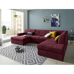 DOMO collection Wohnlandschaft &raquo;Topper, elegant und zeitlos, komfortabel, U-Form&laquo; wahlweise mit Bettfunktion lila B/H/T: 320cm x 78cm x 213cm, 